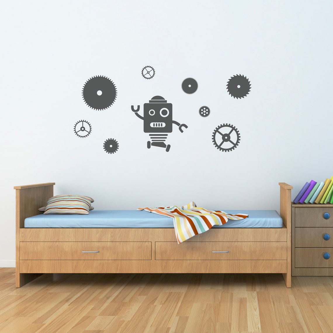 Robot & Gears Decal Set Robot Wall Decal Gears Wall | Etsy