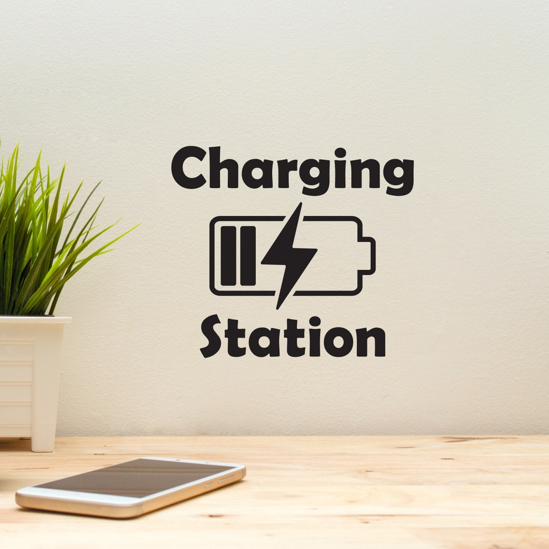 Charging Station Wall Decal: Phone Charger Vinyl Sticker - Etsy