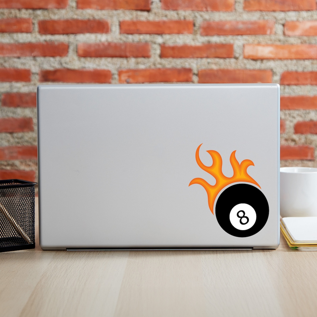 8 Ball Laptop Decal | Flame Vinyl | Billiards Decal | Flaming Eight ...