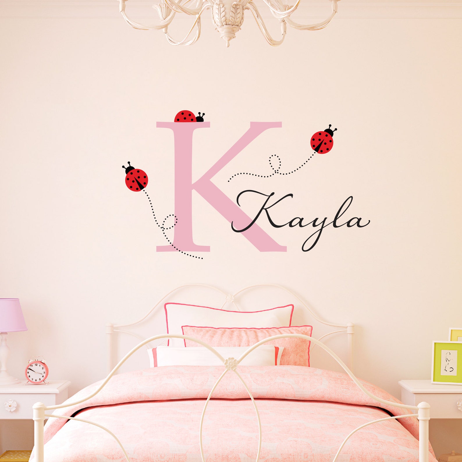 Ladybug Wall Decal With Initial & Name Personalized Girls - Etsy