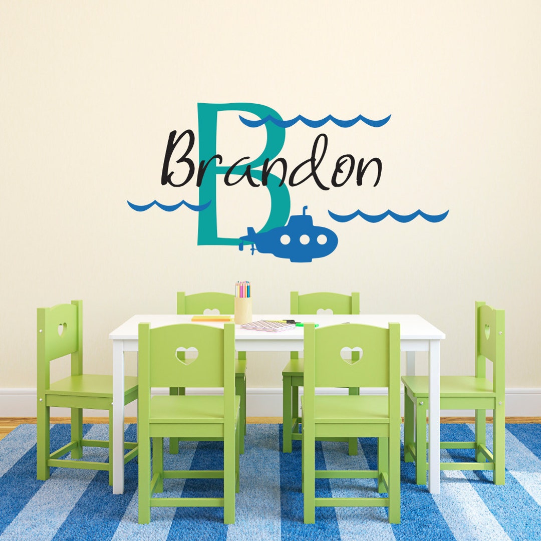 Personalized Submarine Decal Initial and Name With Sub and - Etsy