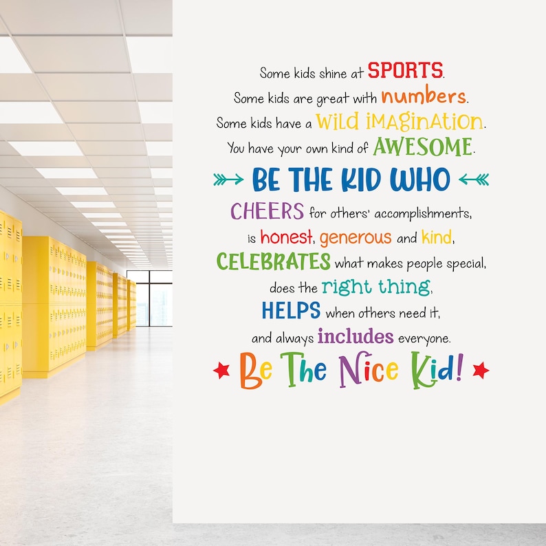 Be the Nice Kid Wall Decal | Kindness Quote for Classrooms & Kids ...