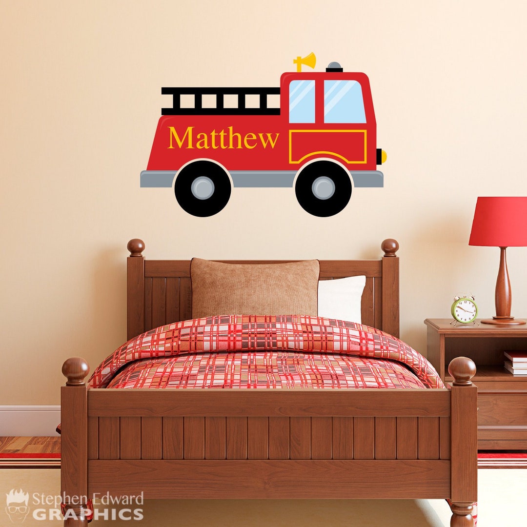 Firetruck Wall Decal | Personalized Decal | Fire Truck Sticker ...