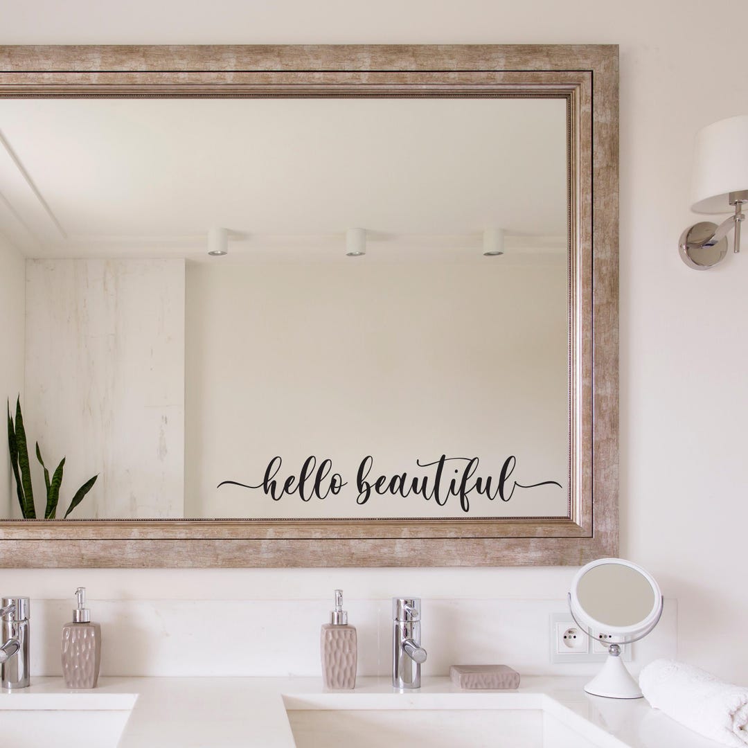Hello Beautiful Decal | Beautiful Quote | Mirror Sticker | Bathroom ...