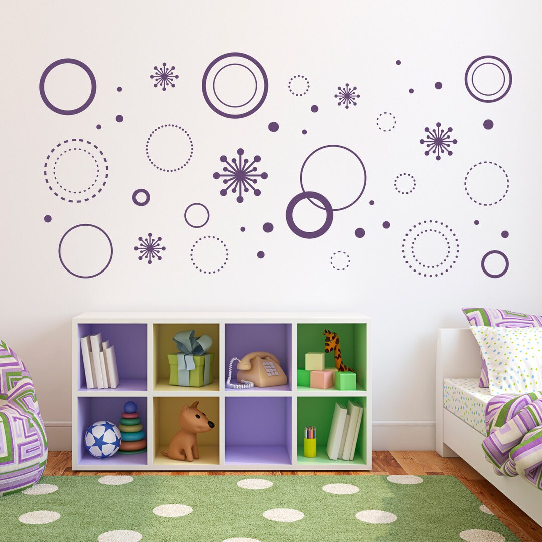 Crazy Circles Wall Decal Circle Wall Art Starburst Decals Girl Bedroom ...