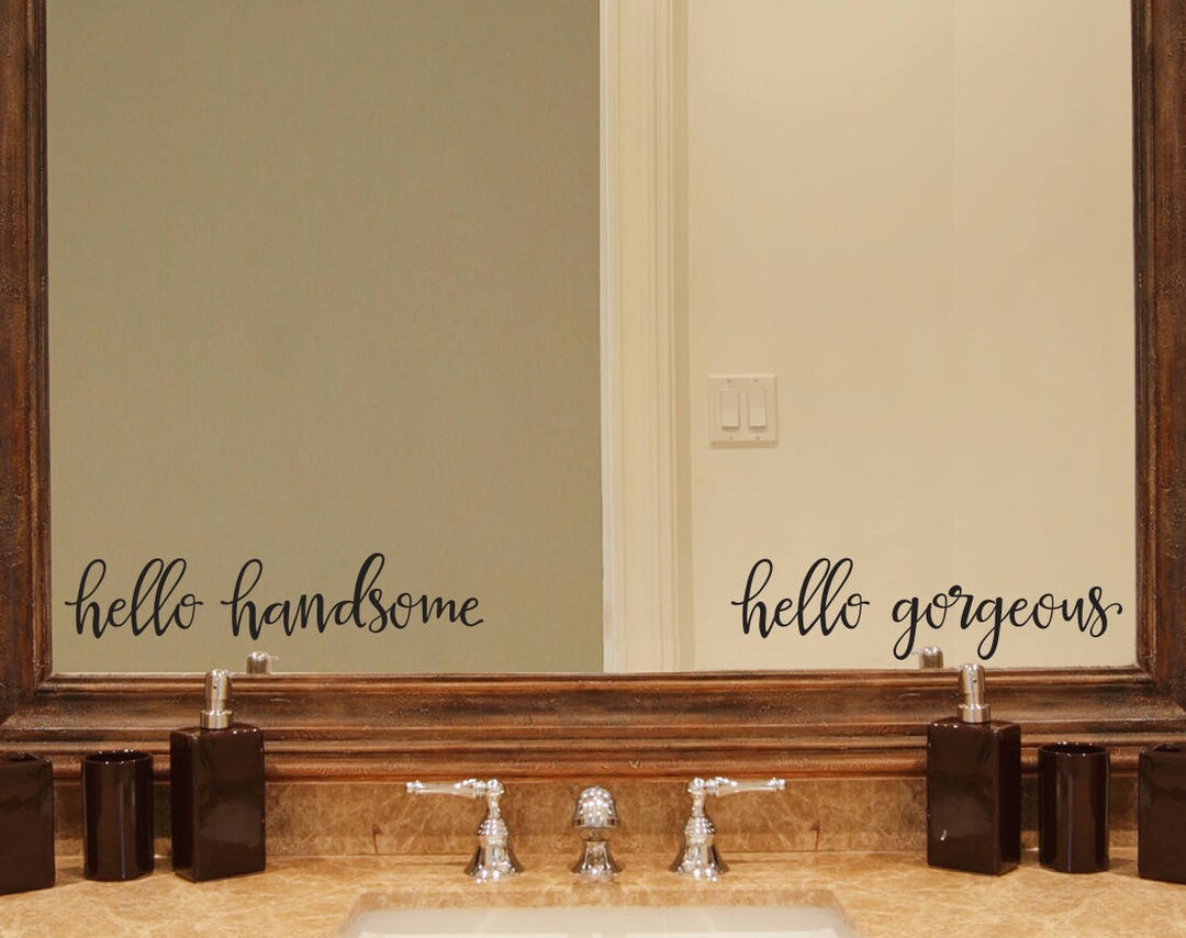 Couple Decal | Hello Gorgeous Hello Handsome Decal Set | Mirror Sticker ...