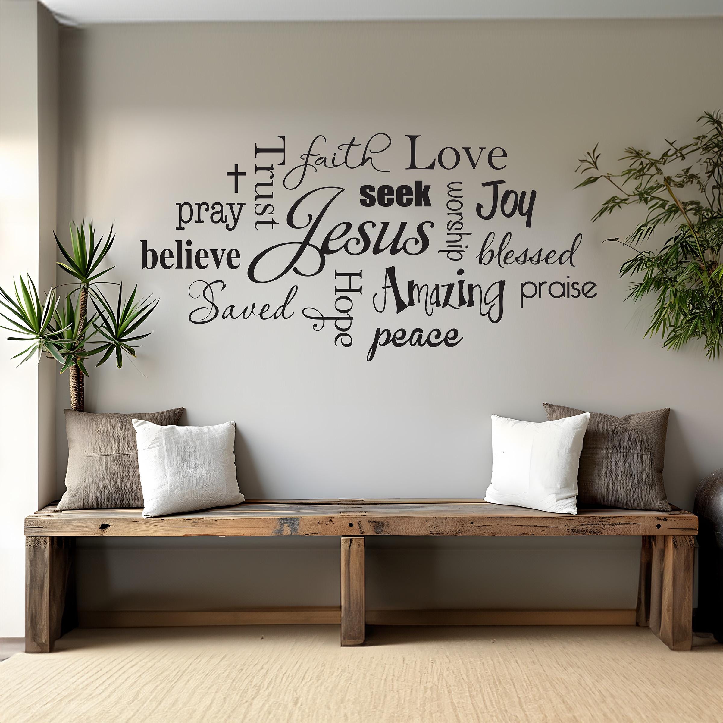 Jesus Word Cloud Wall Decal | Christian Faith Vinyl Sticker | Church ...