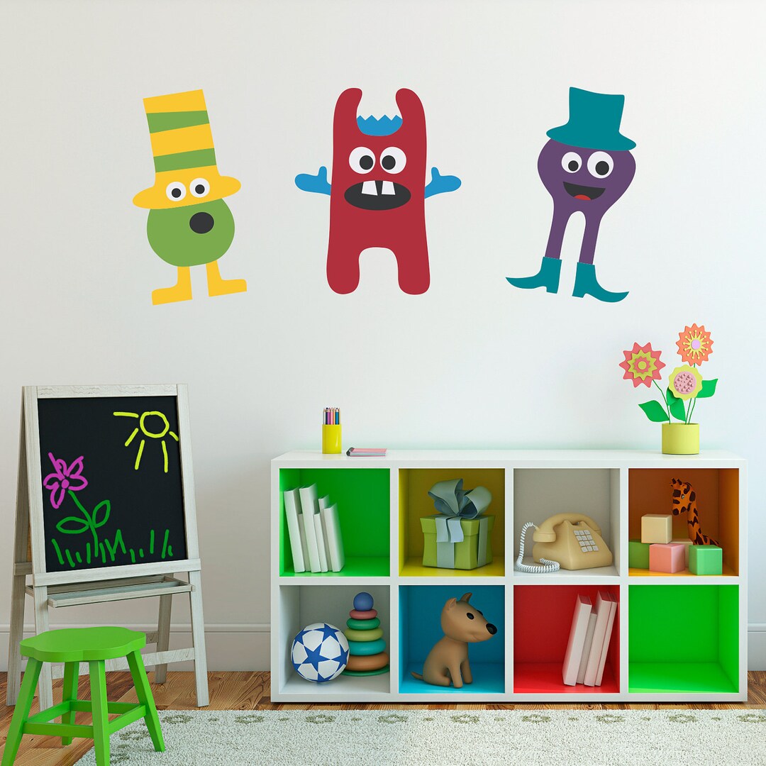 Monster Wall Decals Set of 3 Vinyl Wall Art - Children Wall Decals ...