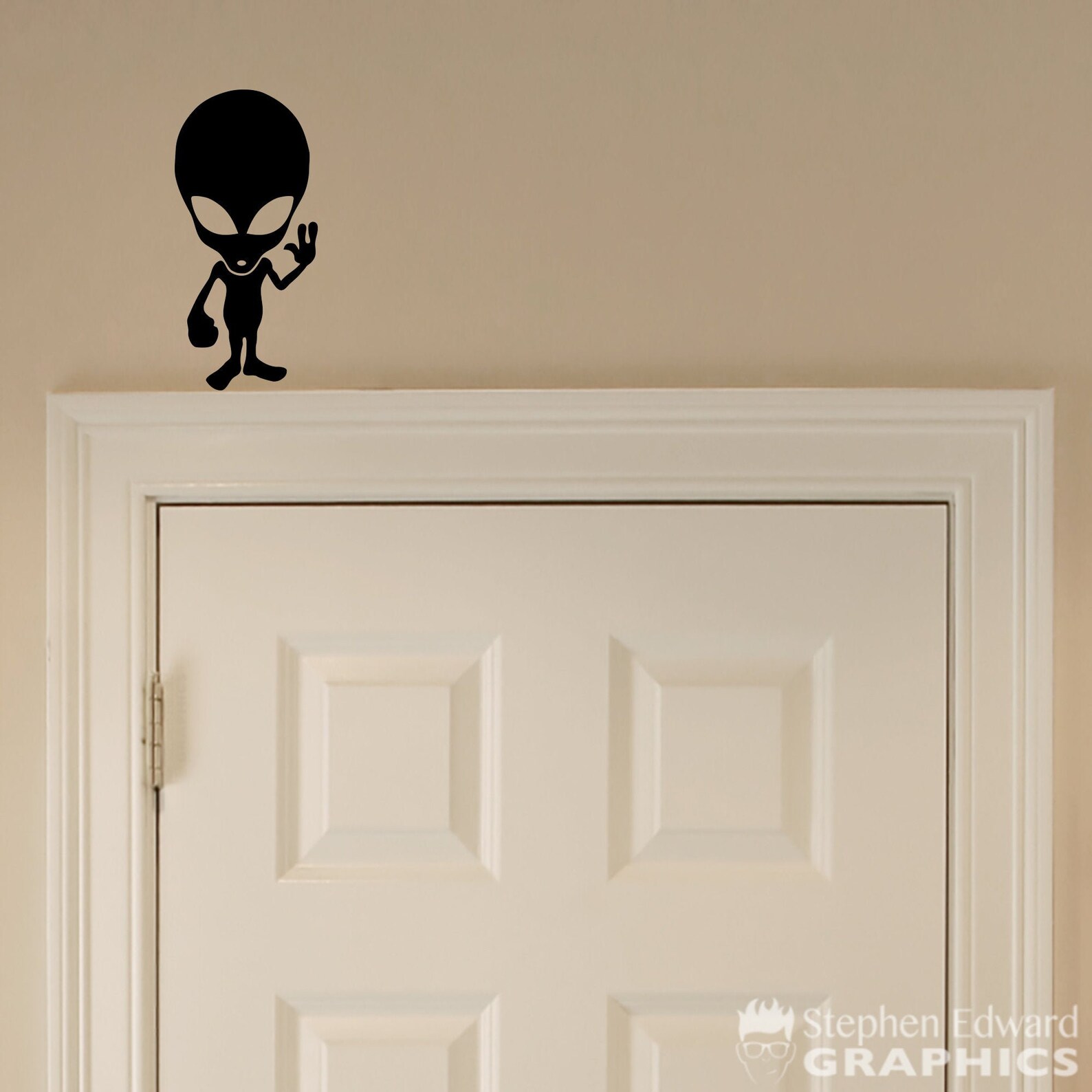 Alien Wall Decal Sci-fi Wall Art Alien Wall Sticker - Etsy