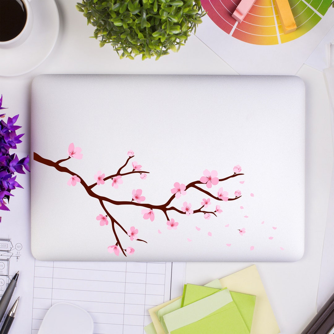 Cherry Blossom Laptop Decal | Girly Laptop Sticker | Flower Decal - Etsy