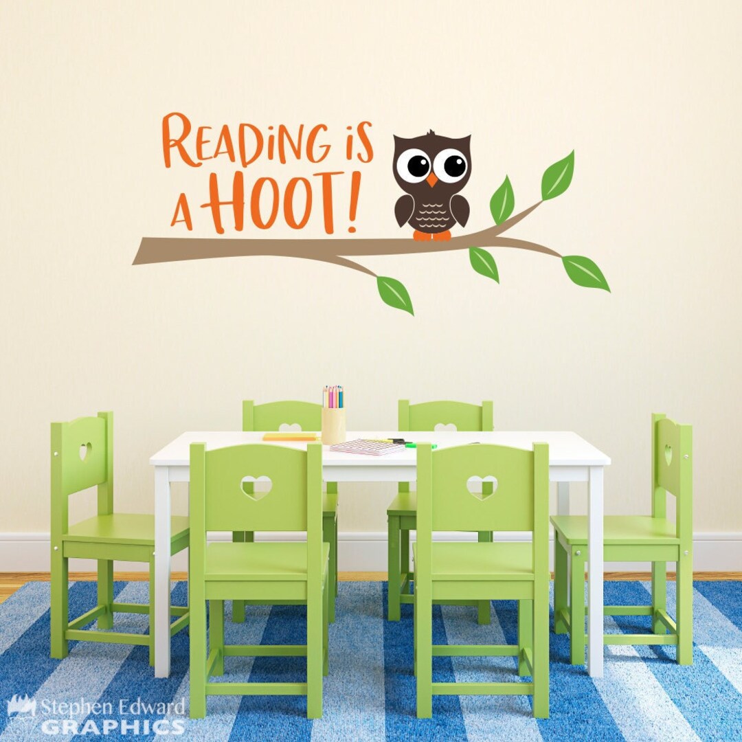 Reading is a Hoot Decal | Children Wall Art Vinyl | Teacher or Library ...