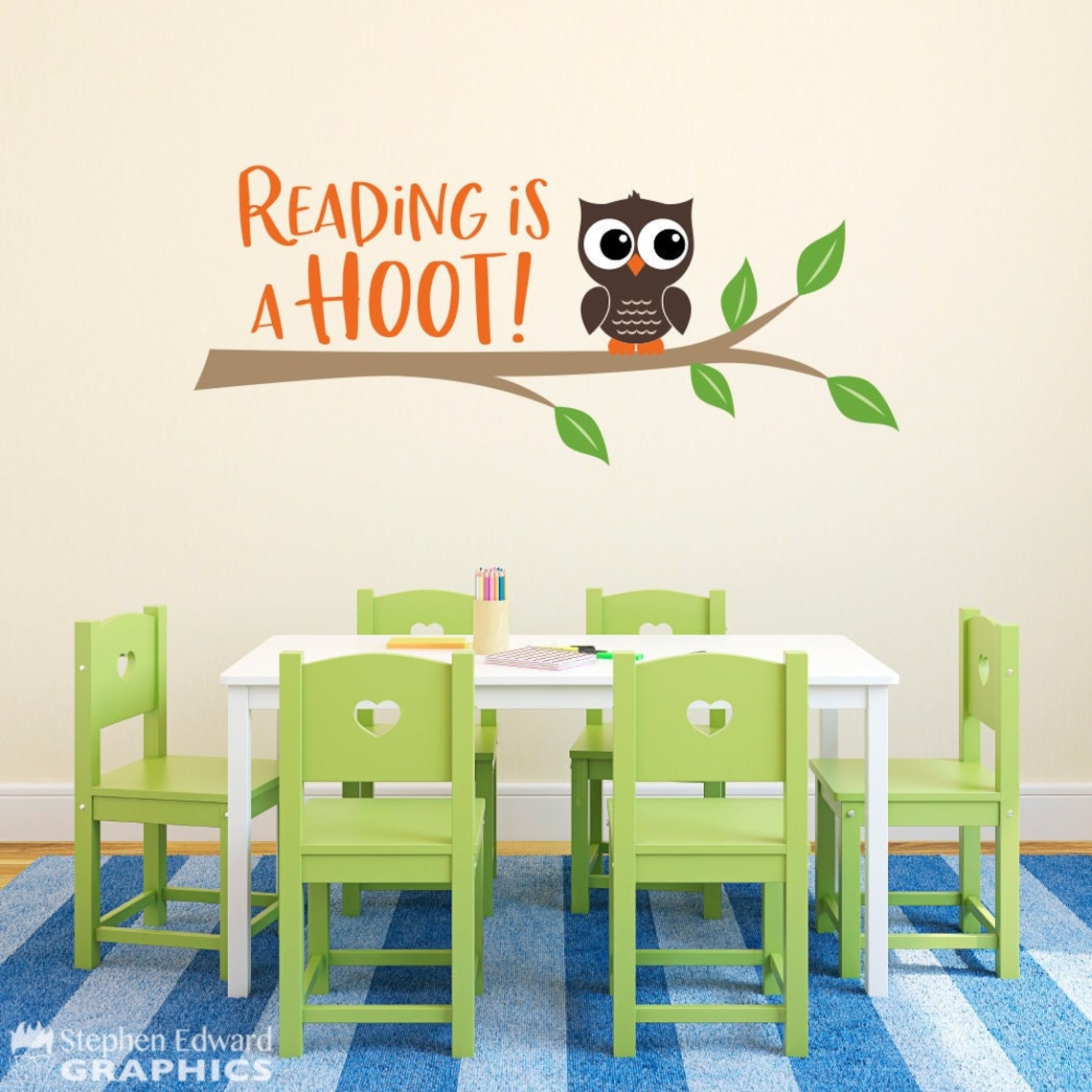 Reading is a Hoot Decal | Children Wall Art Vinyl | Teacher or Library ...