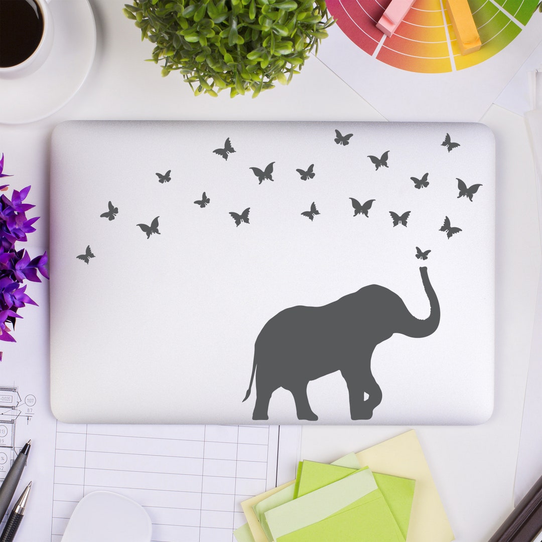 Elephant & Butterflies Laptop Decal: Whimsical Computer Sticker - Etsy