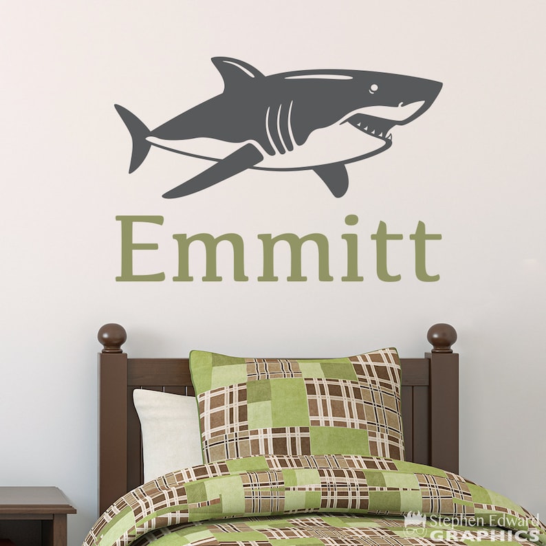 Shark Decal With Boy Name Personalized Name Wall Decal Boy - Etsy