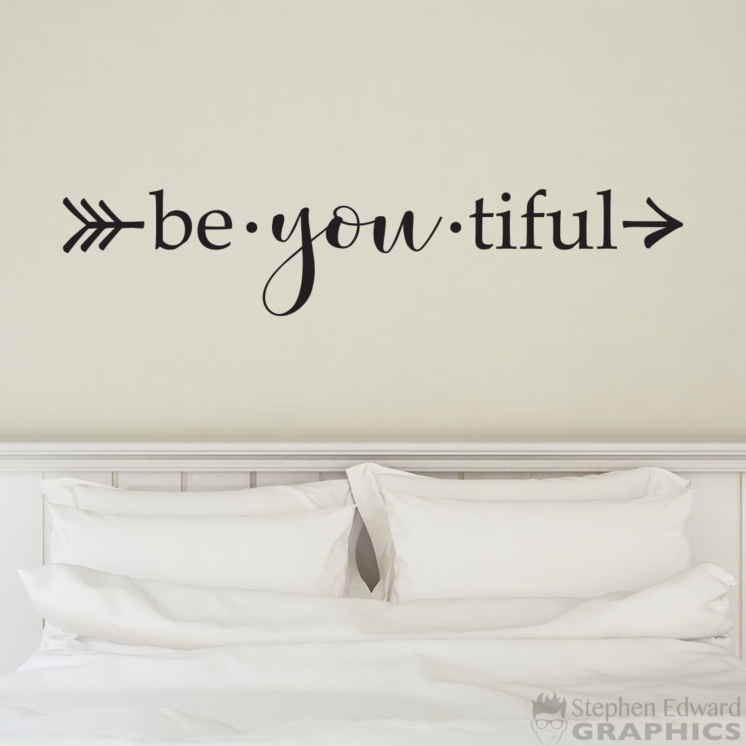Beyoutiful Wall Decal | Girl Bedroom Decor | Be You Tiful Arrow Wall ...