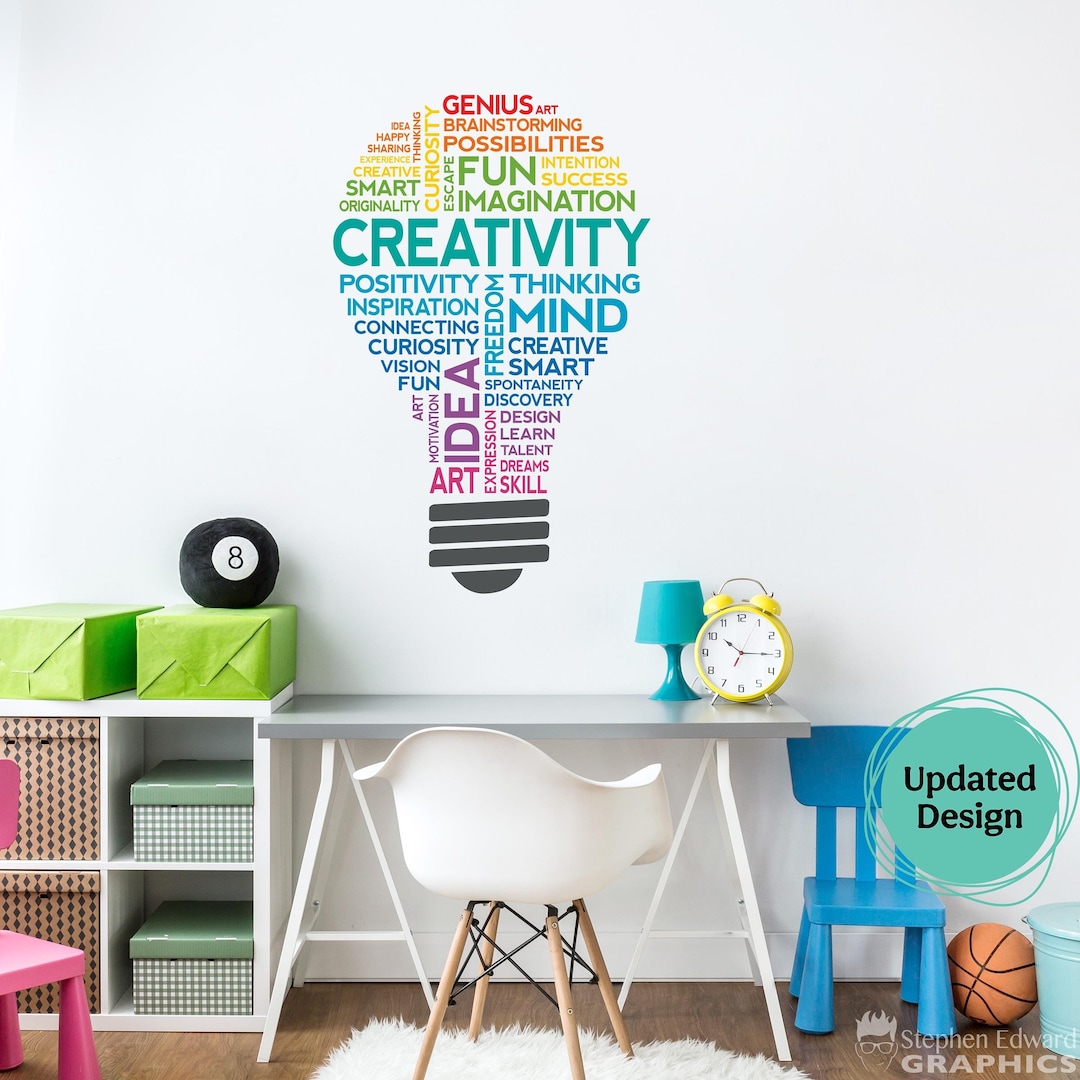Creativity Lightbulb Word Cloud Decal: Teacher Classroom Art - Etsy