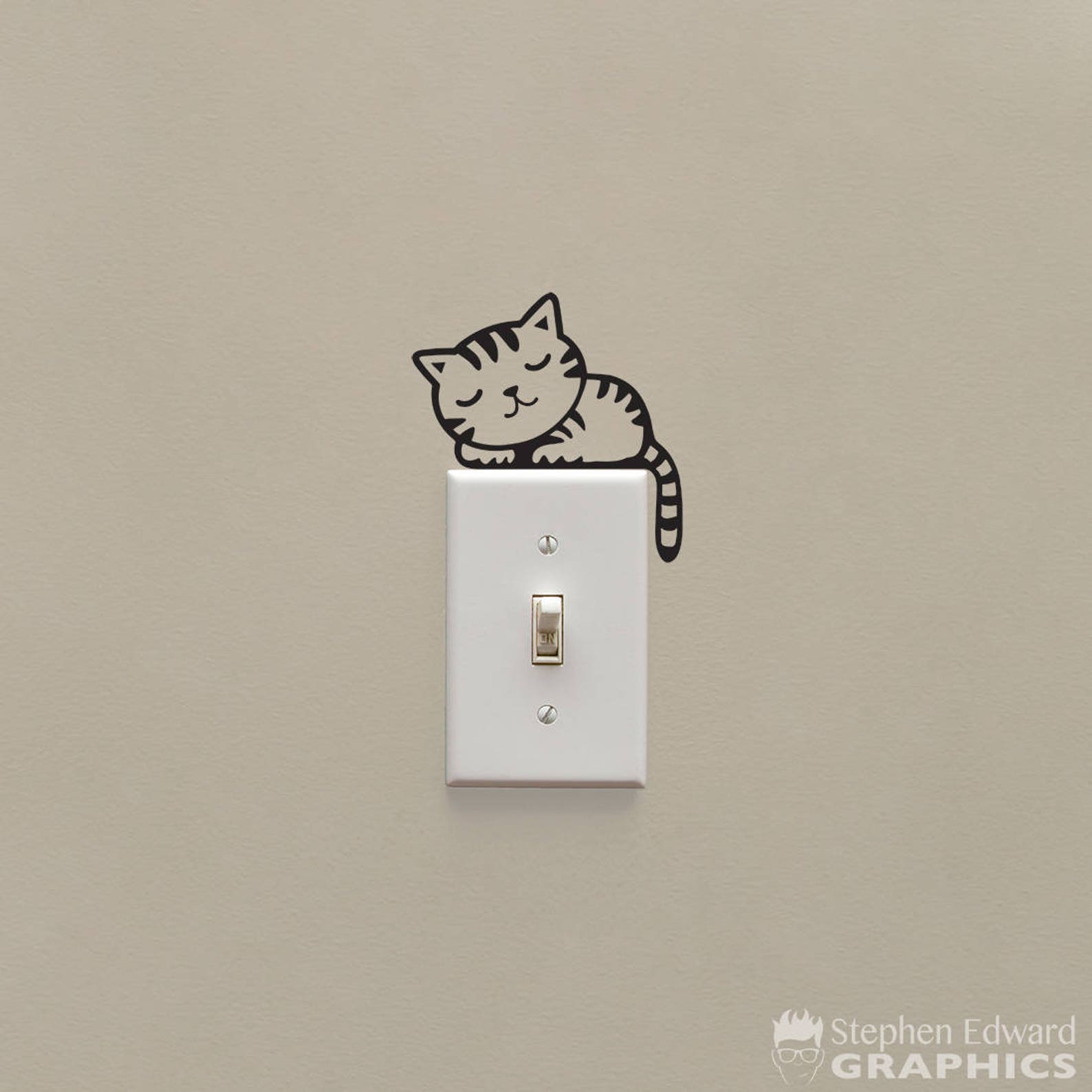 Cat Light Switch Decal Lightswitch Sleeping Kitten Decal - Etsy