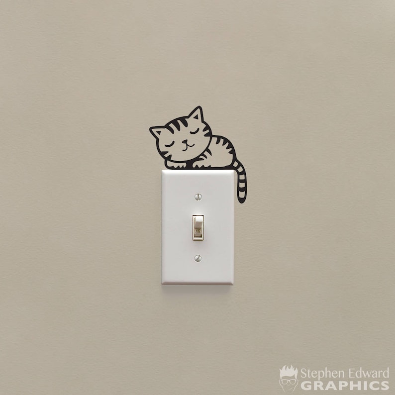 Cat Light Switch Decal Lightswitch Sleeping Kitten Decal - Etsy
