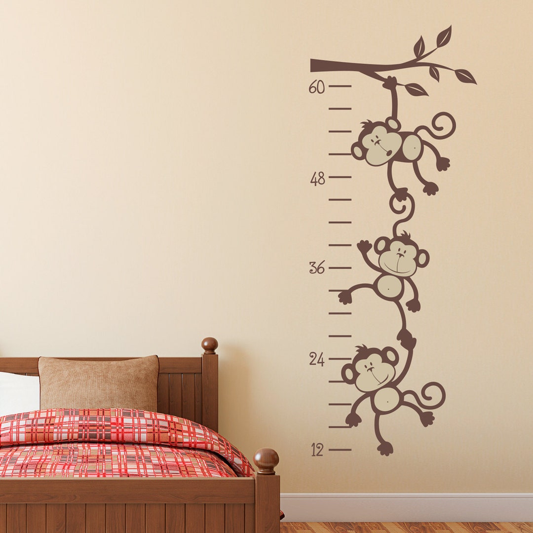 Monkey Growth Chart Wall Decal: Kids Bedroom Decor - Etsy