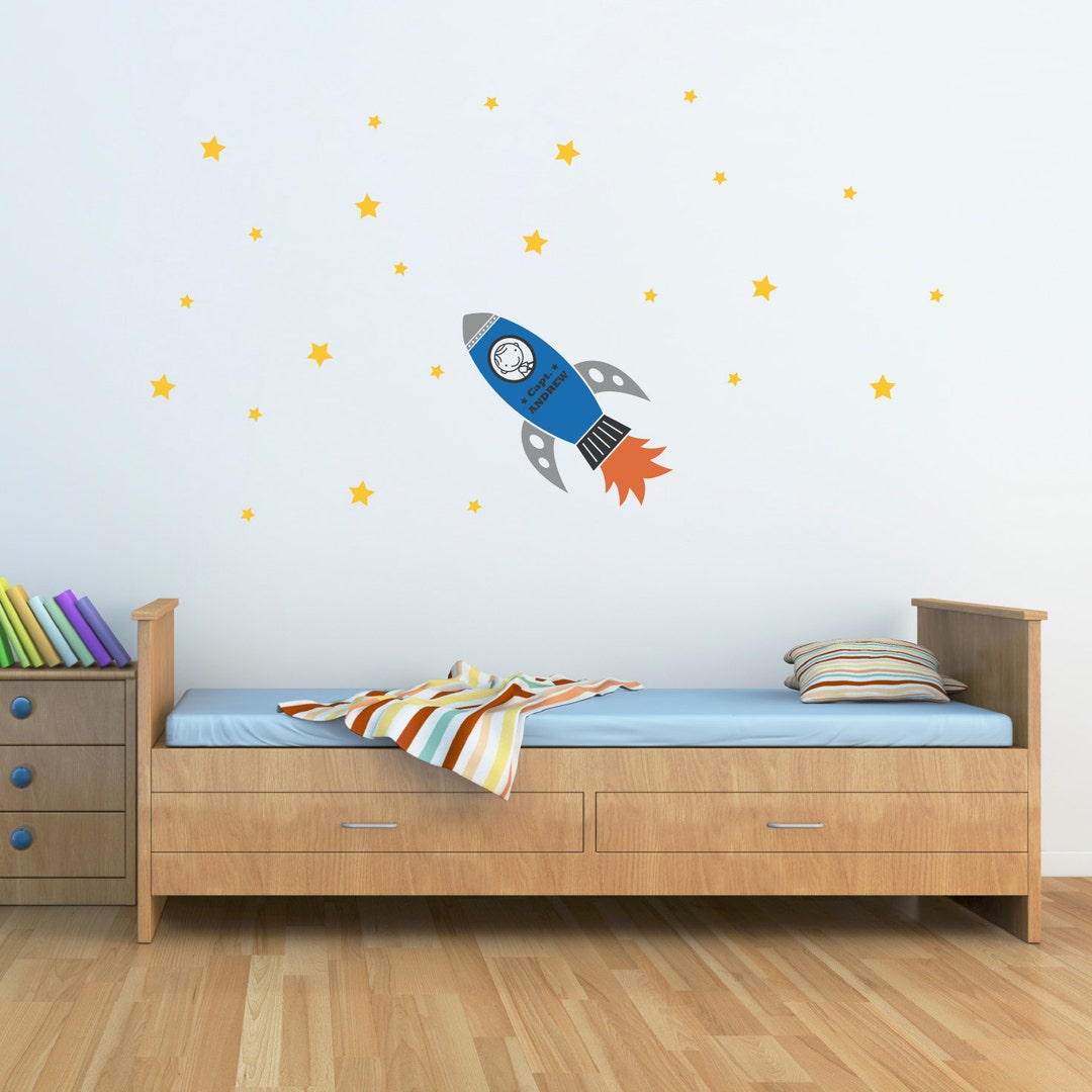 Personalized Wall Decal - Rocket With Boys Name Vinyl Wall Art ...