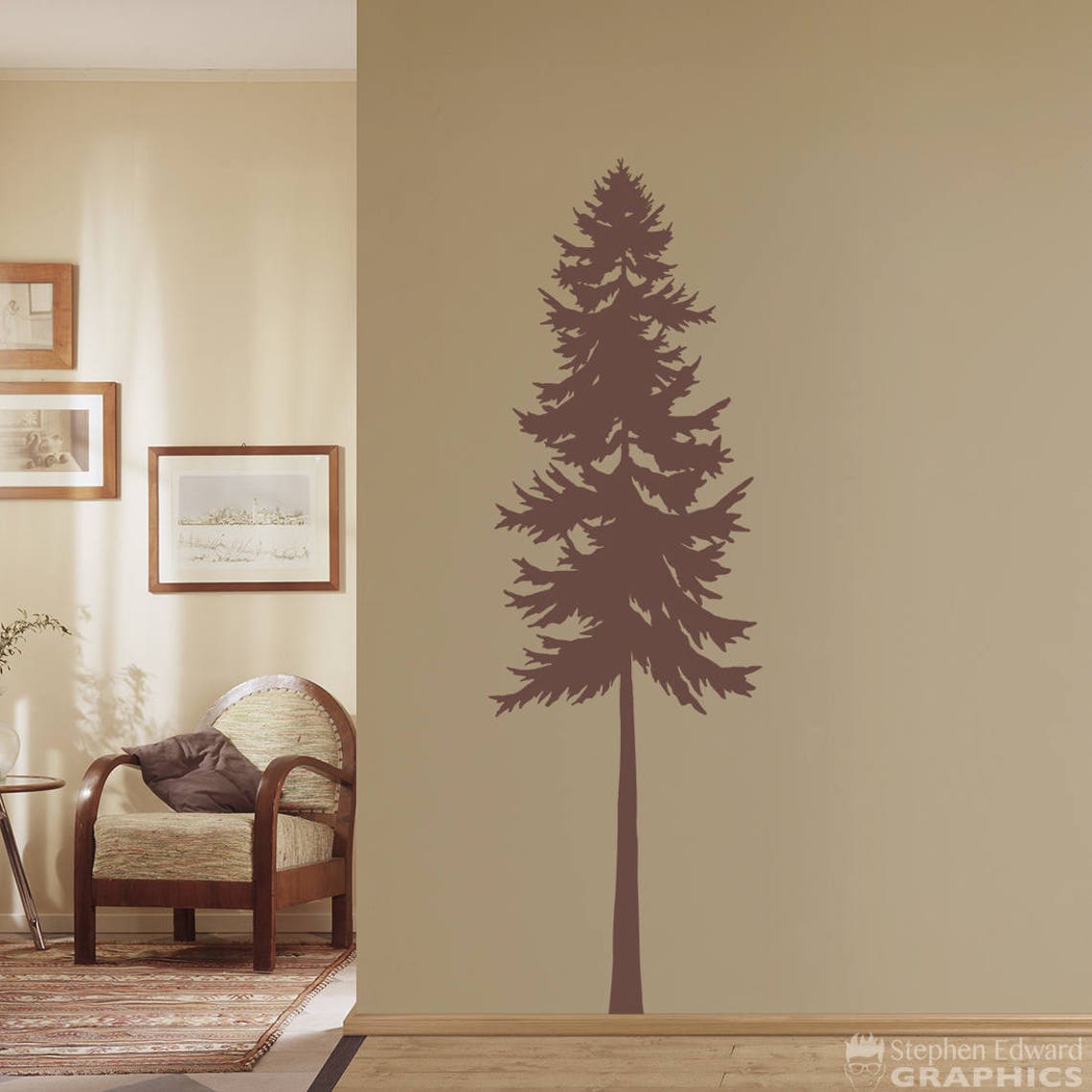 Fir Tree Wall Decal Tree Wall Art Nature Decor Listing - Etsy