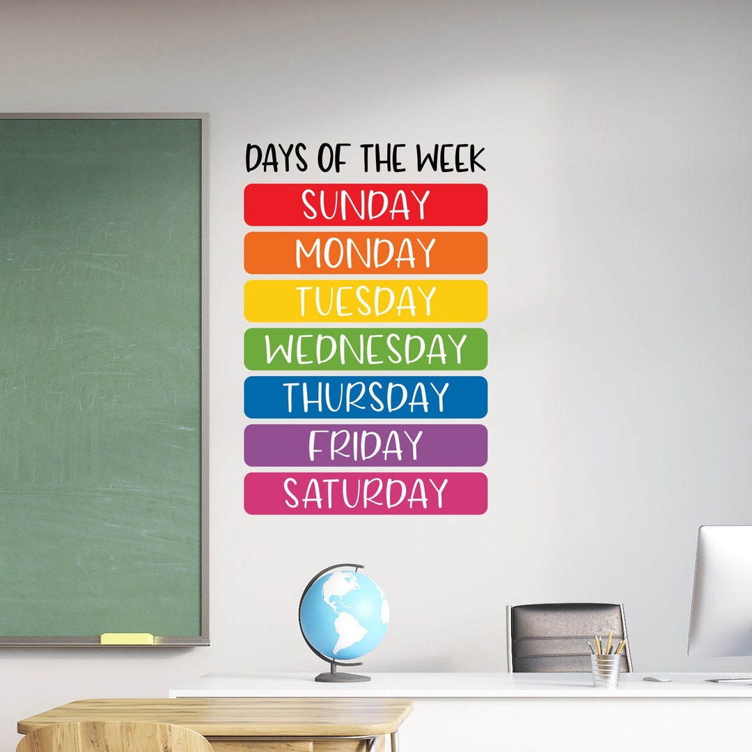 Days of the Week Decal | Classroom Decor | Teacher Wall Art - Etsy