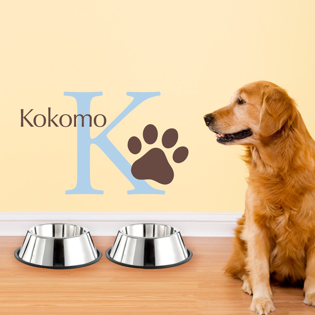 Initial & Dog Name Wall Decal Pawprint Decal Medium - Etsy