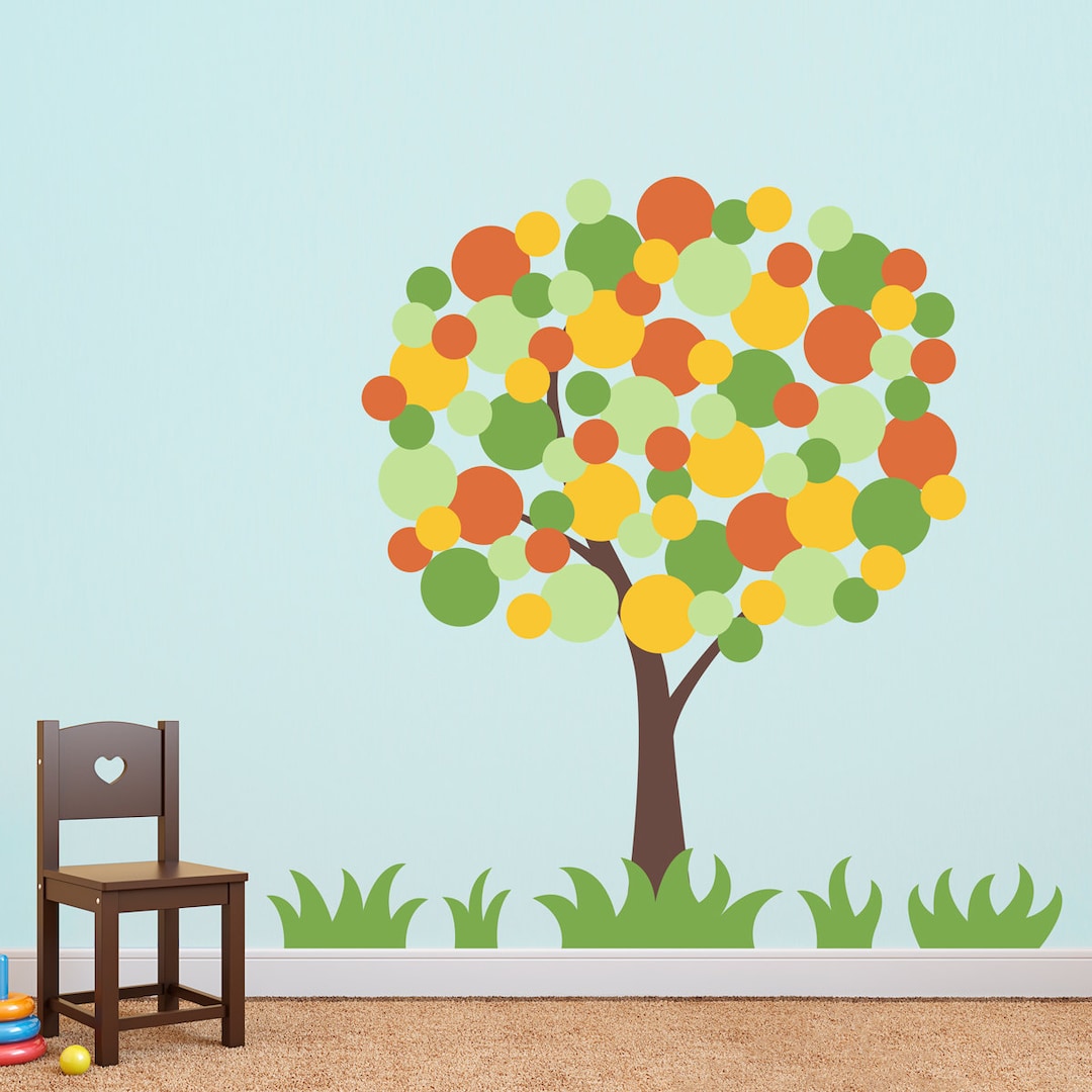 Polka Dot Tree Wall Decal - Tree Wall Sticker - Children Decor - Large ...