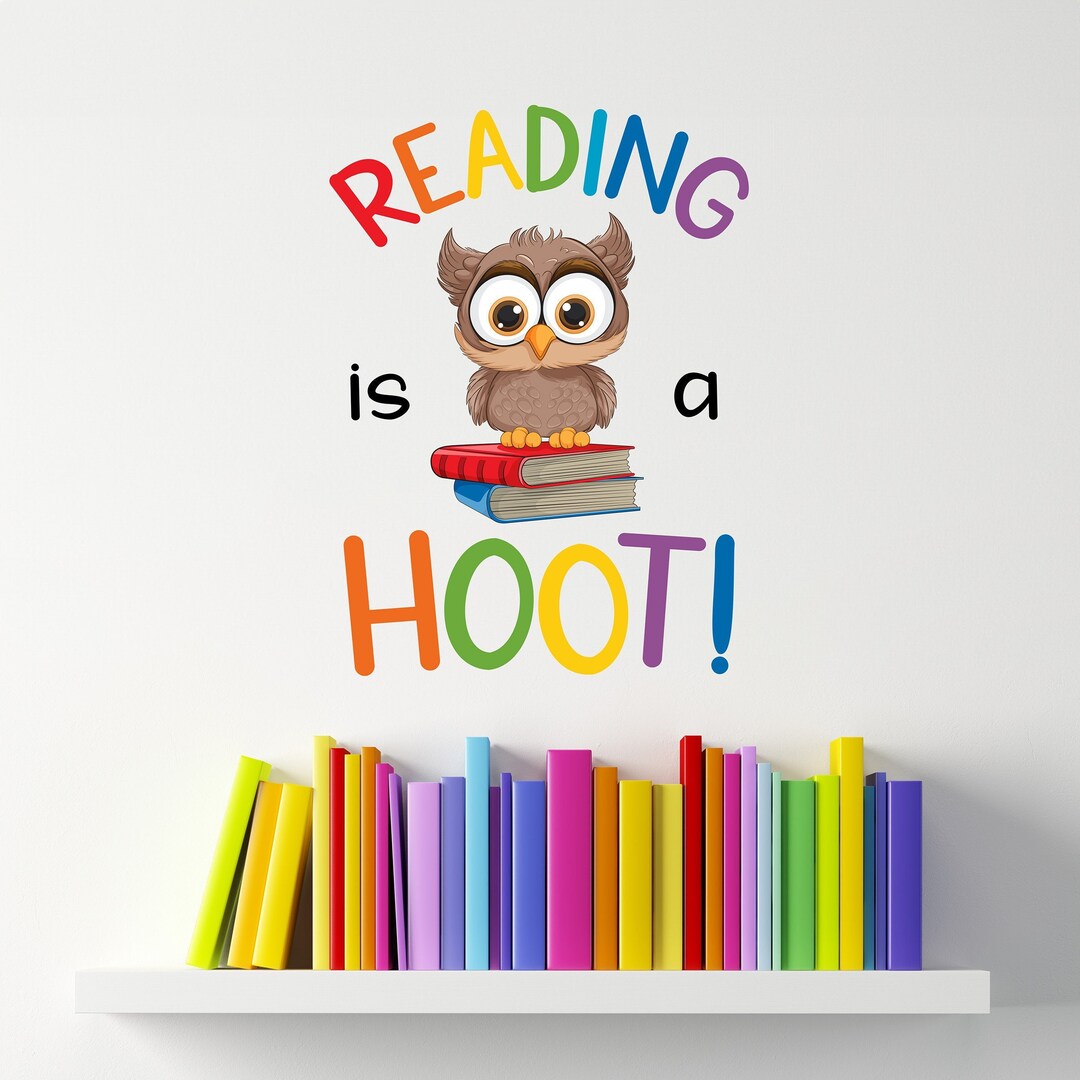 Reading is a Hoot Decal | Rainbow Colors | Classroom Decor | Library ...