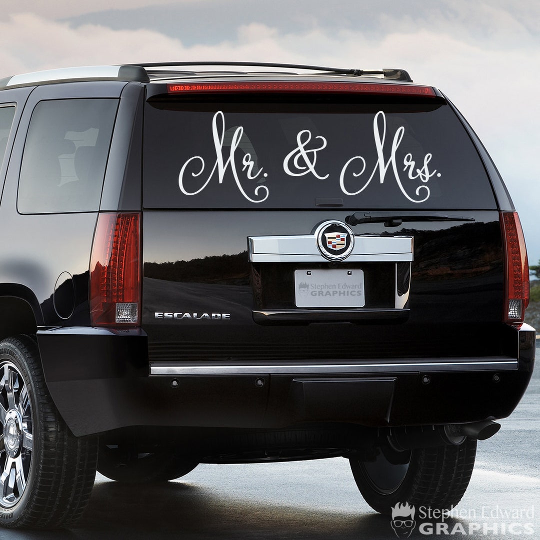 Mr. & Mrs. Car Decal | Just Married Vinyl Sticker | Vehicle Decal - Etsy