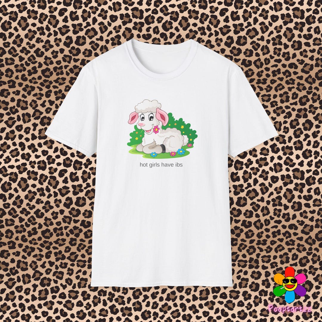 Hot Girls Have IBS Funny Cartoon Lamb Tee, Quirky Humor T-shirt ...
