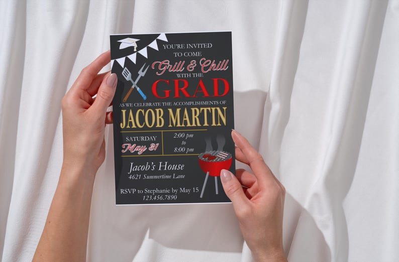 Customizable Graduation Invitation – Grill and Chill Digital Download ...