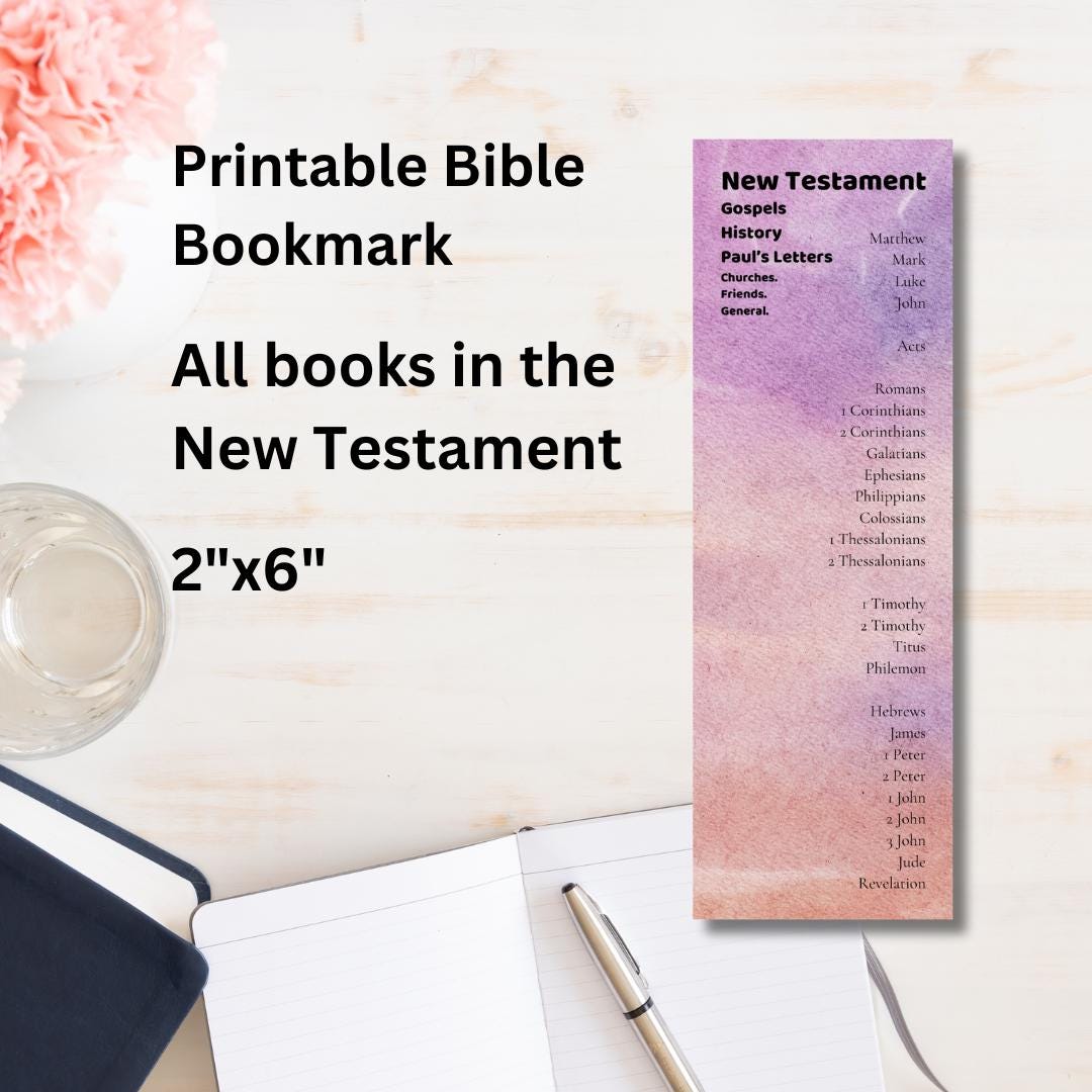 New Testament Printable Bookmark, Bible Study Downloadable Book Mark ...