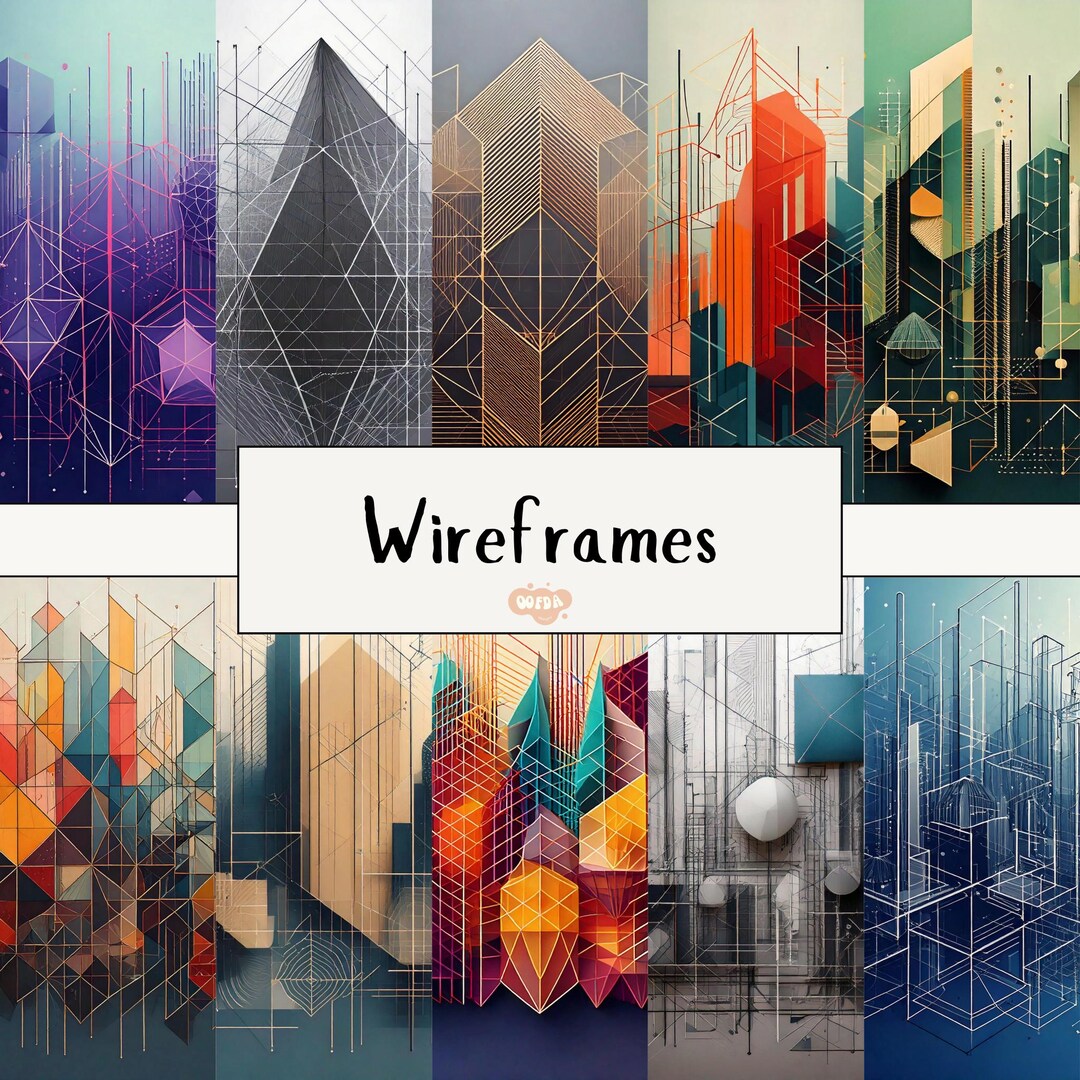 Wireframe Digital Paper | Commercial Use | Wireframe Forest Backgrounds ...