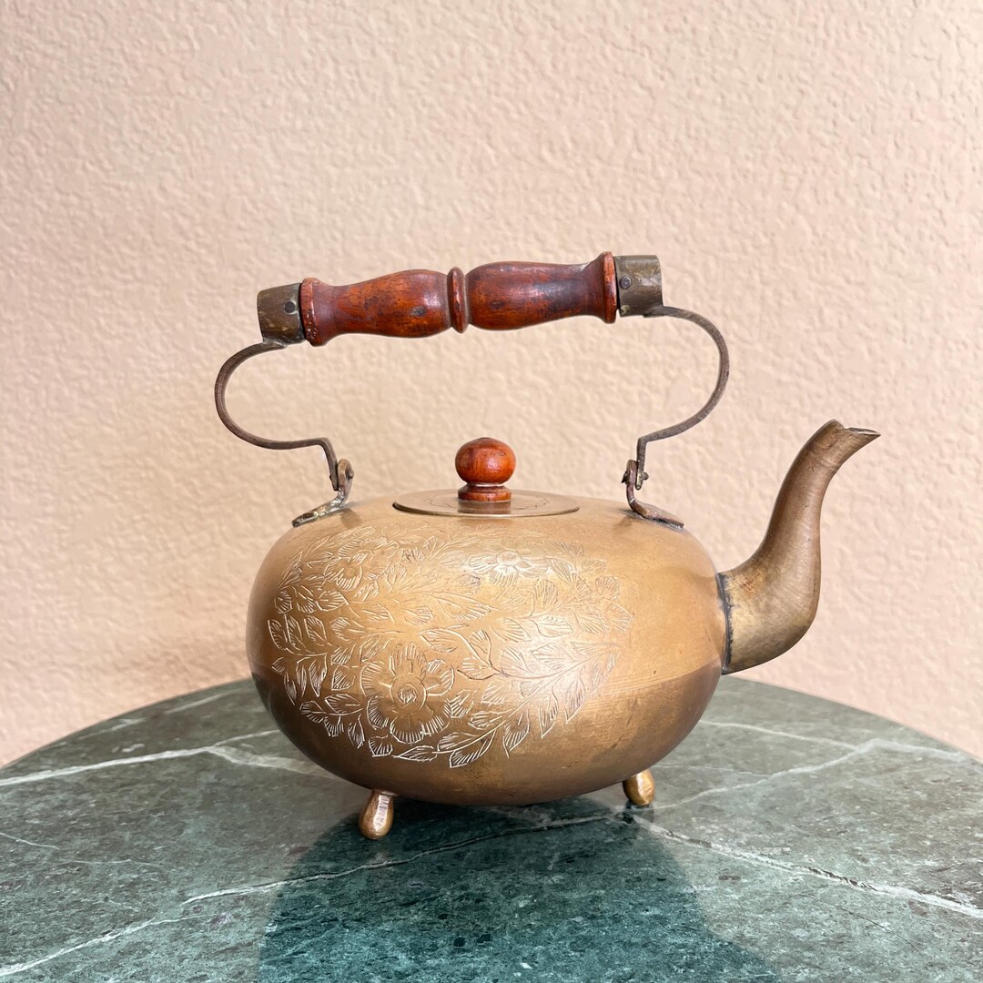 Patina, Age Wear - Vintage Ornate Foliage Design Brass Etched Footed ...