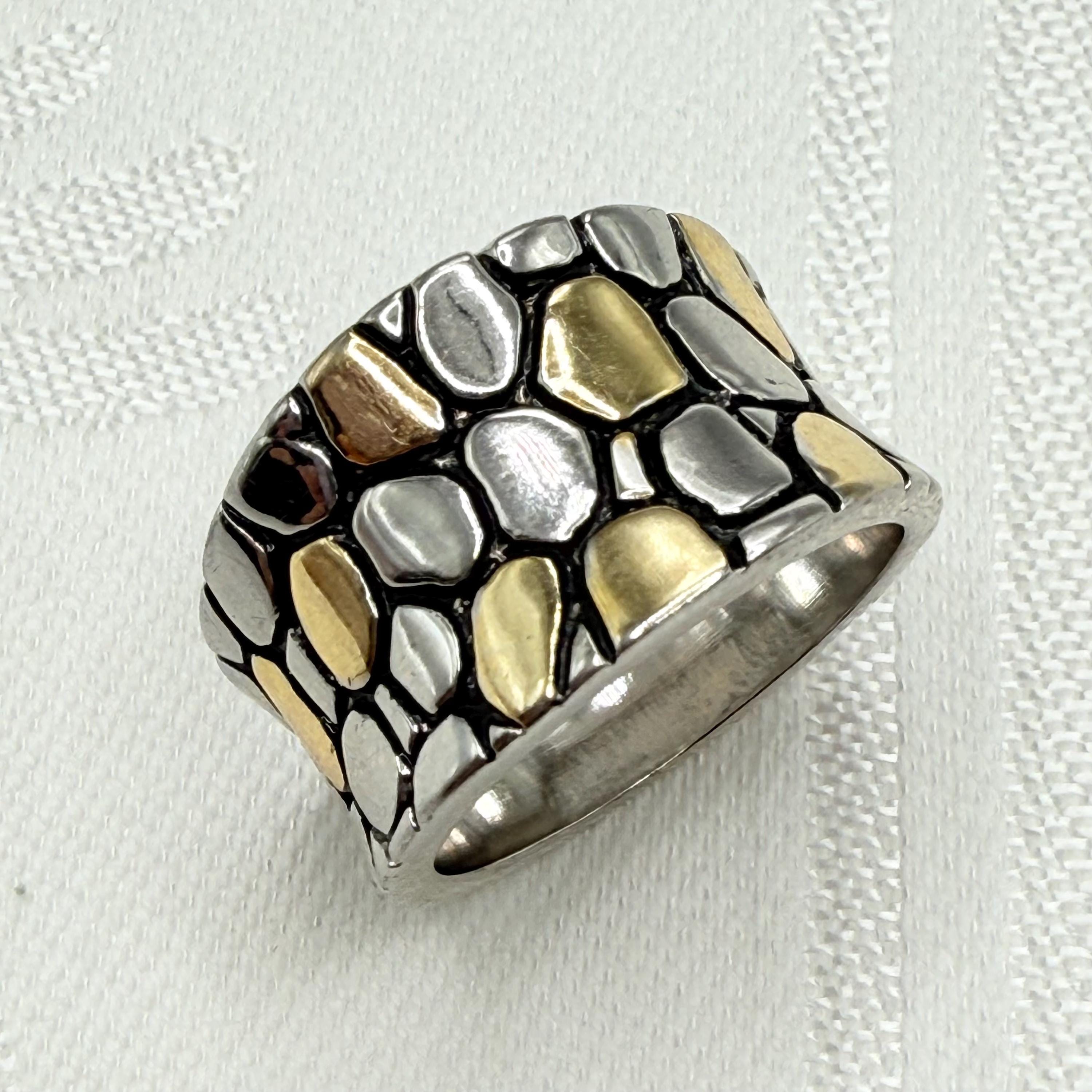 Sterling Silver Cobblestone Ring Pebble Slver Rng Organc Texture Rng ...