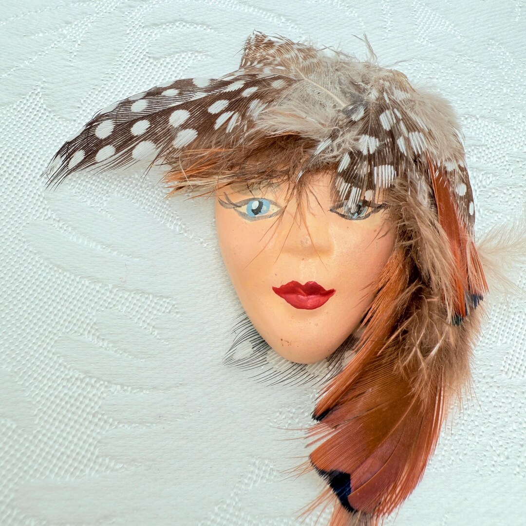 Vintage Art Deco Style Flapper Porcelain Lady Face W/ Red Lipstick and ...