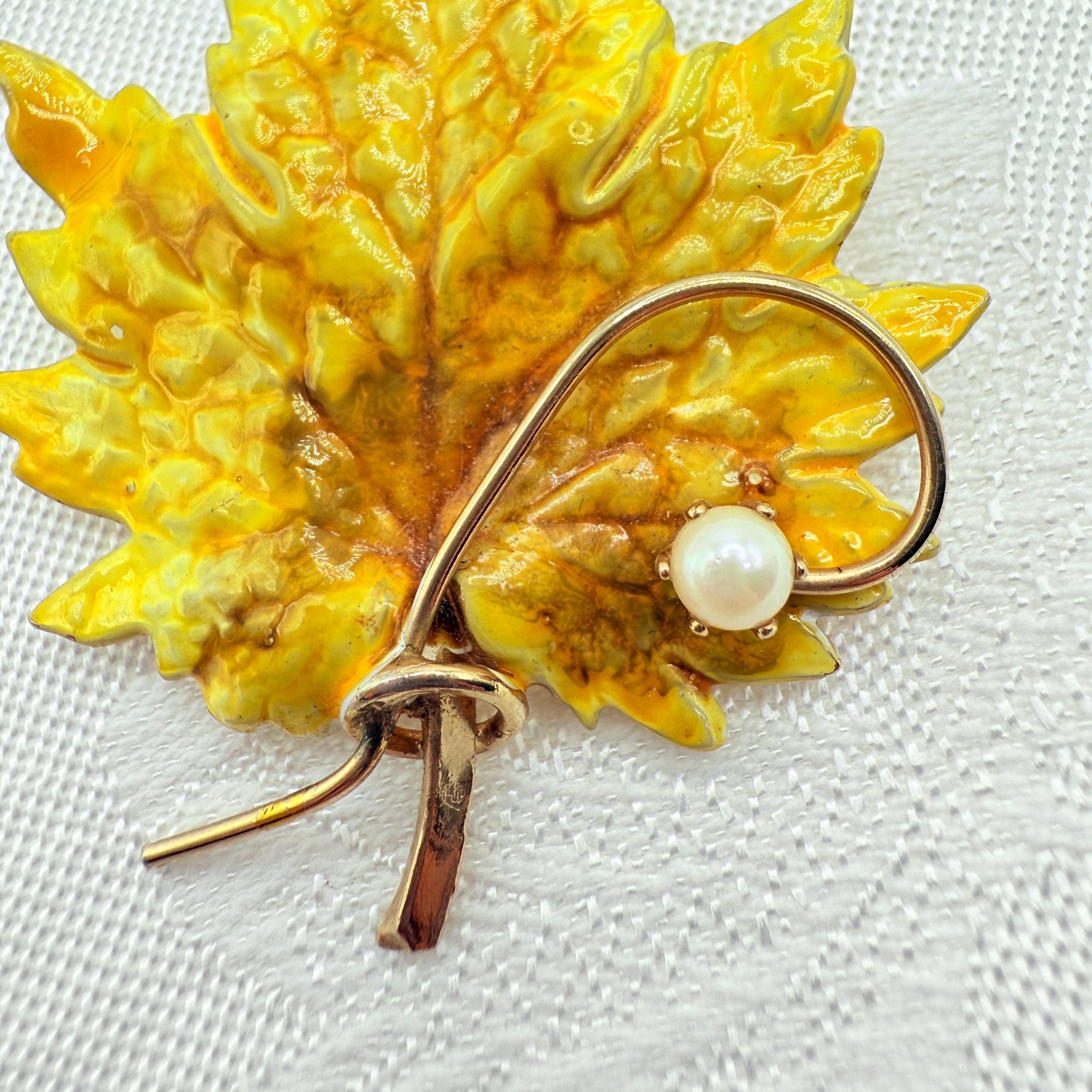 Vintage Yellow Enamel Autumn Fall Seasonal Gold Tone Maple Leaf Pin ...