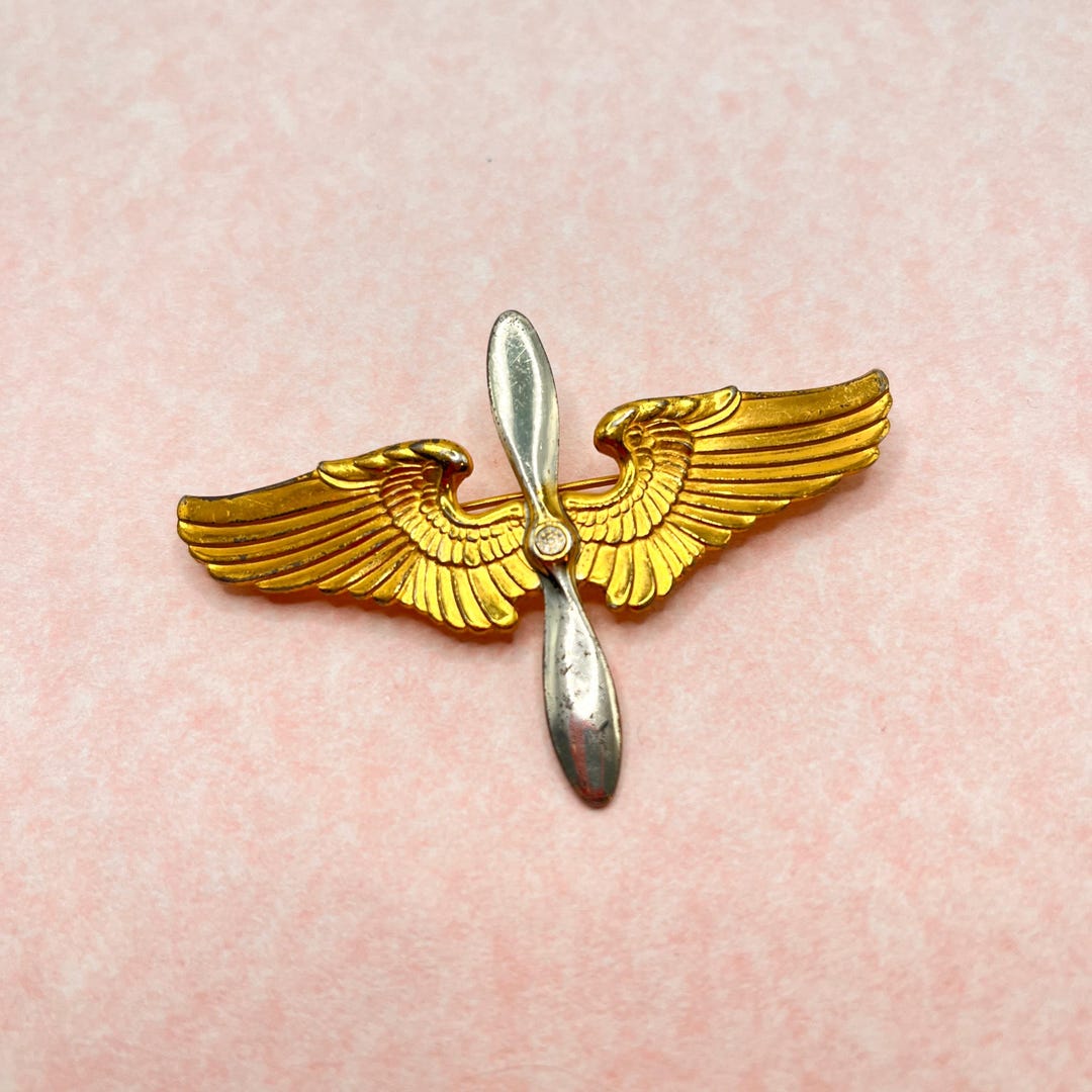 Vintage WW2 Signed TRUART Sterling Silver Army Air Corps Sweetheart Pinback Brooch Badge Pilot ...