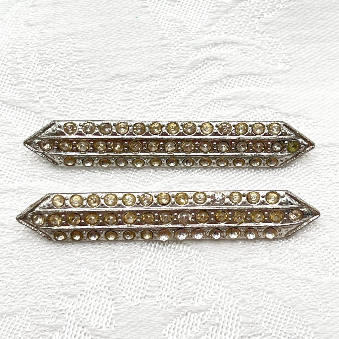 Vintage or Antique Silver Tone Art Deco Style Rhinestone Matching Pin ...