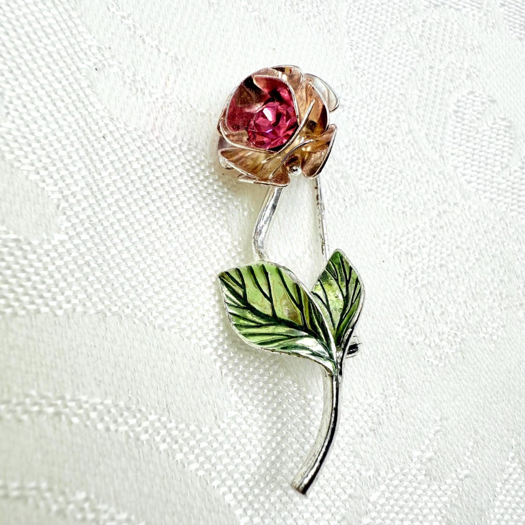 Vintage Avon Nina Ricci Signed Pink Rhinestone Center Flower Brooch Pin ...