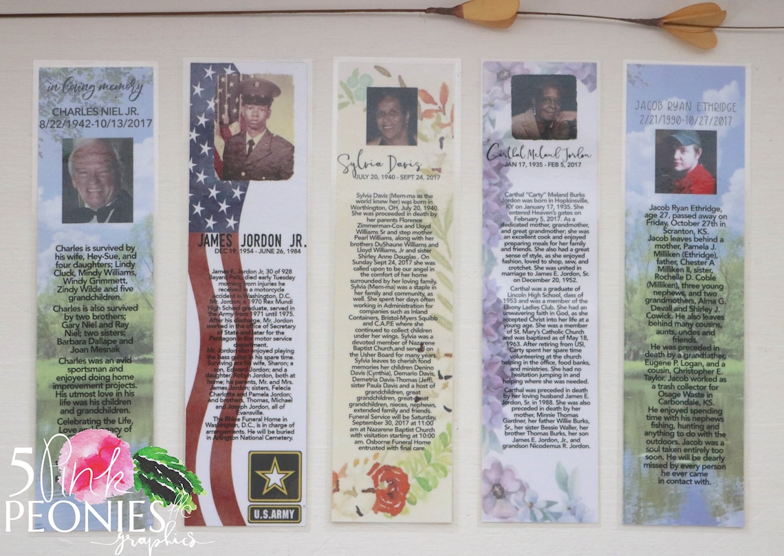 CUSTOM Laminated in Memory Memorial Bookmarks - Etsy