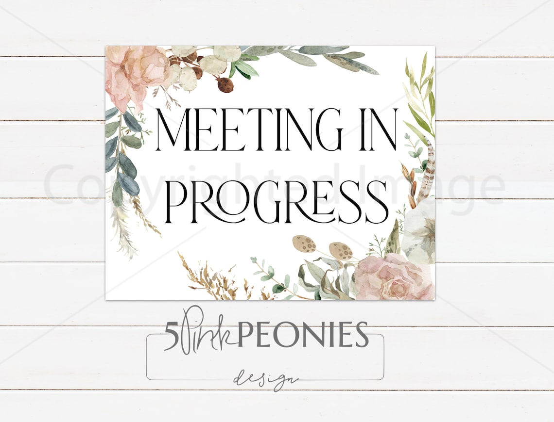 Meeting in Progress Printable Sign Instant Download | Etsy