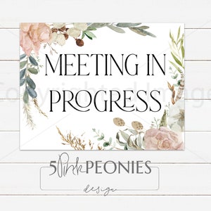 Meeting in Progress Printable Sign- Instant Download - Printable Sign ...