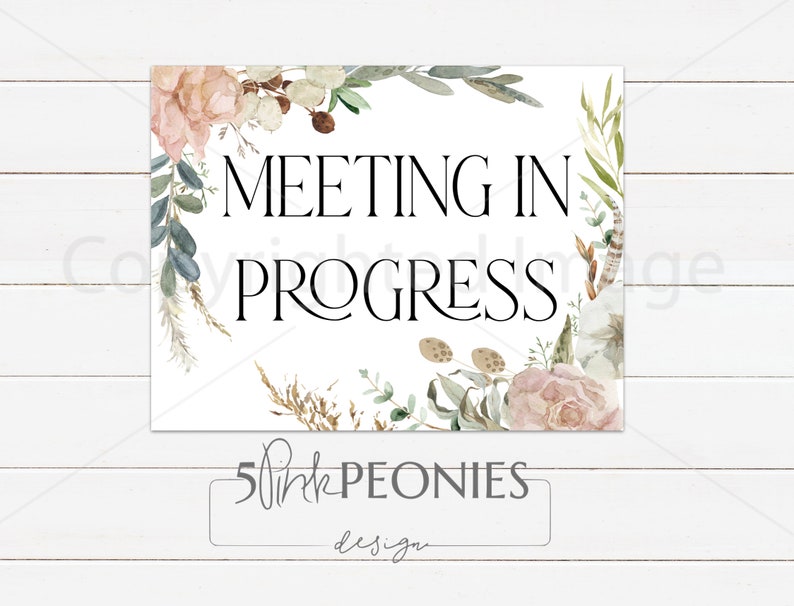 Meeting in Progress Printable Sign Instant Download | Etsy