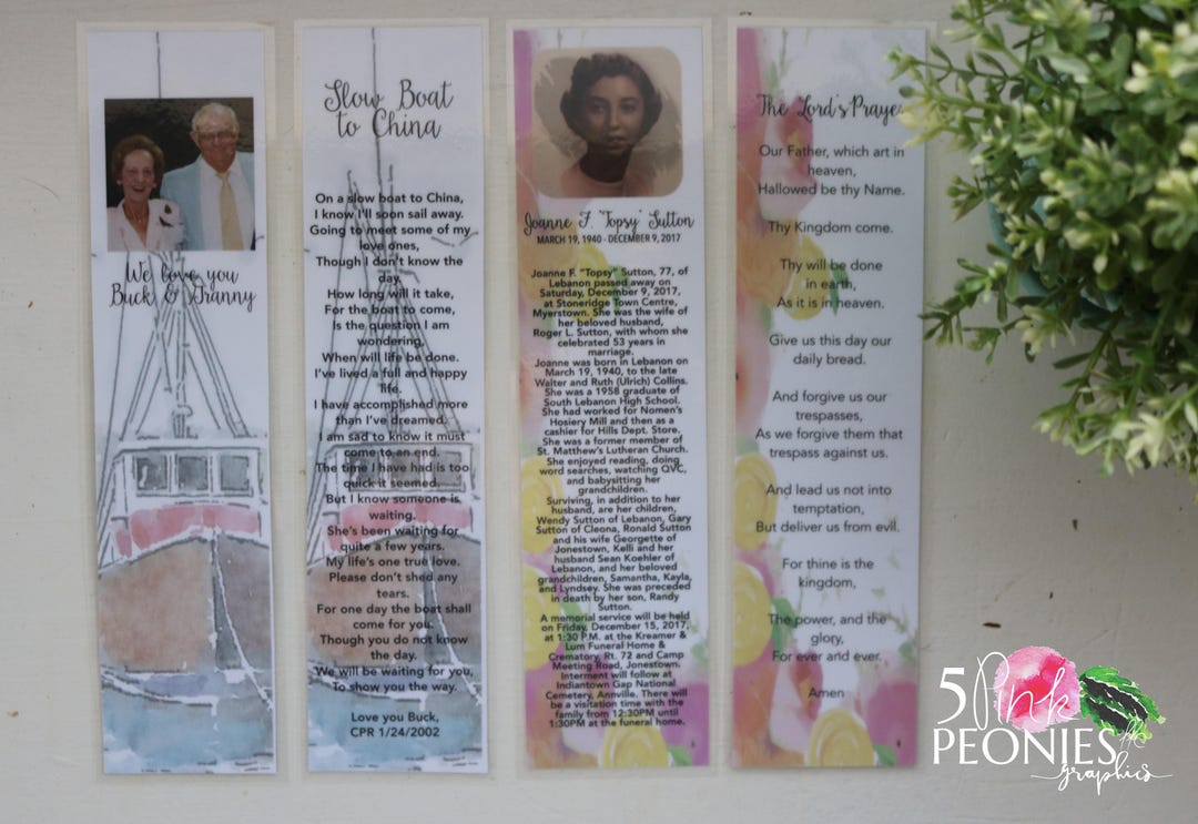 CUSTOM Laminated - in Memory - Memorial - Bookmarks - Etsy