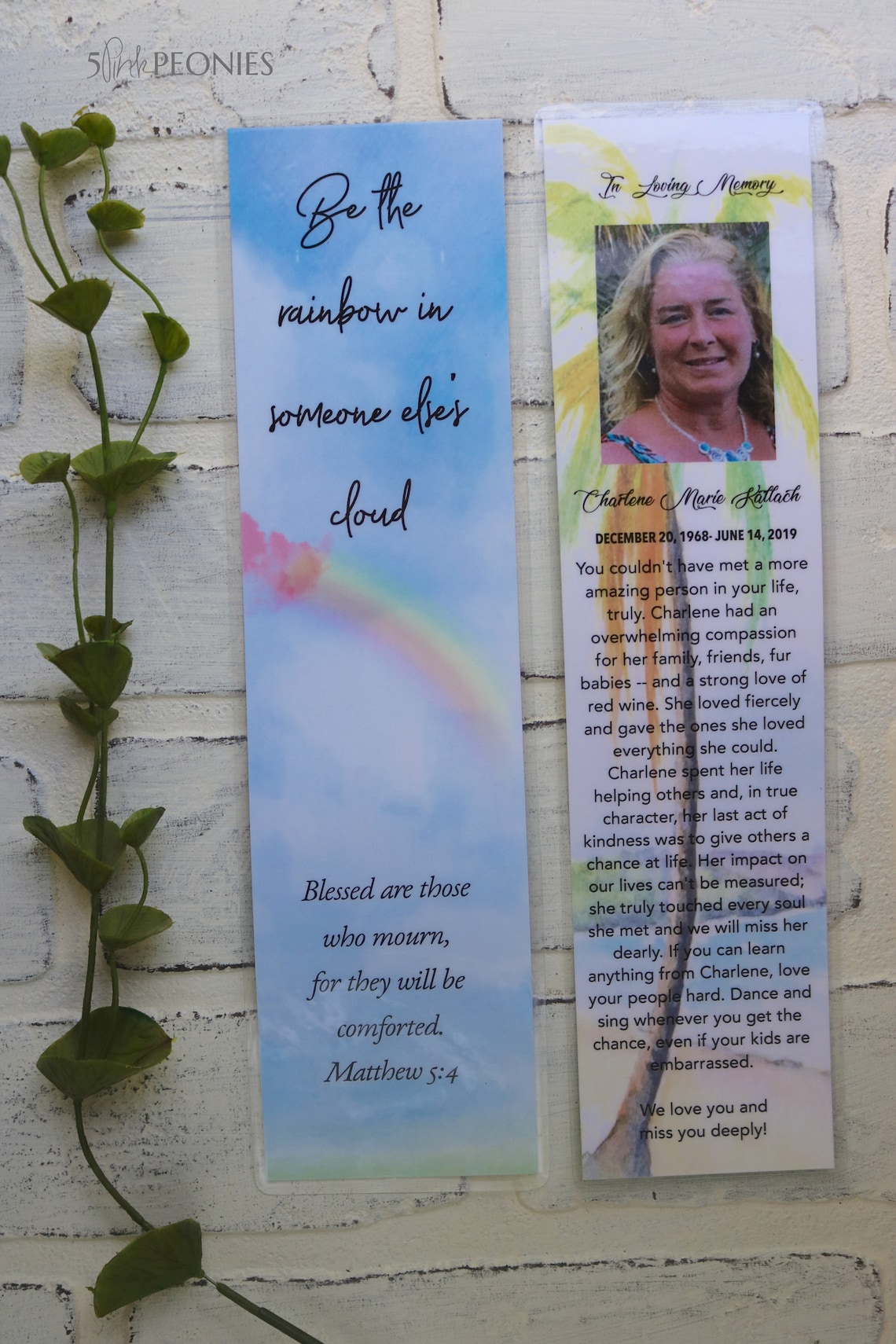 CUSTOM Laminated - in Memory - Memorial - Bookmarks PRINTED - Etsy
