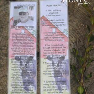 CUSTOM Laminated - in Memory - Memorial - Bookmarks - Etsy