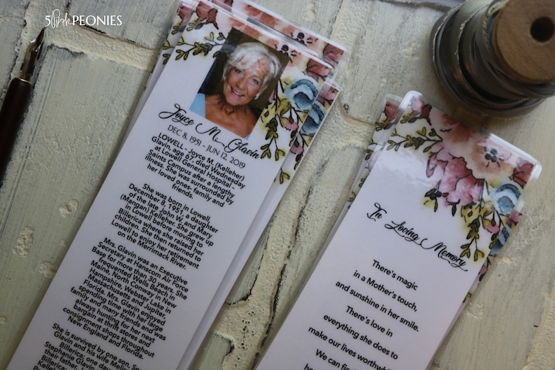 CUSTOM Laminated - in Memory - Memorial - Bookmarks PRINTED - Etsy
