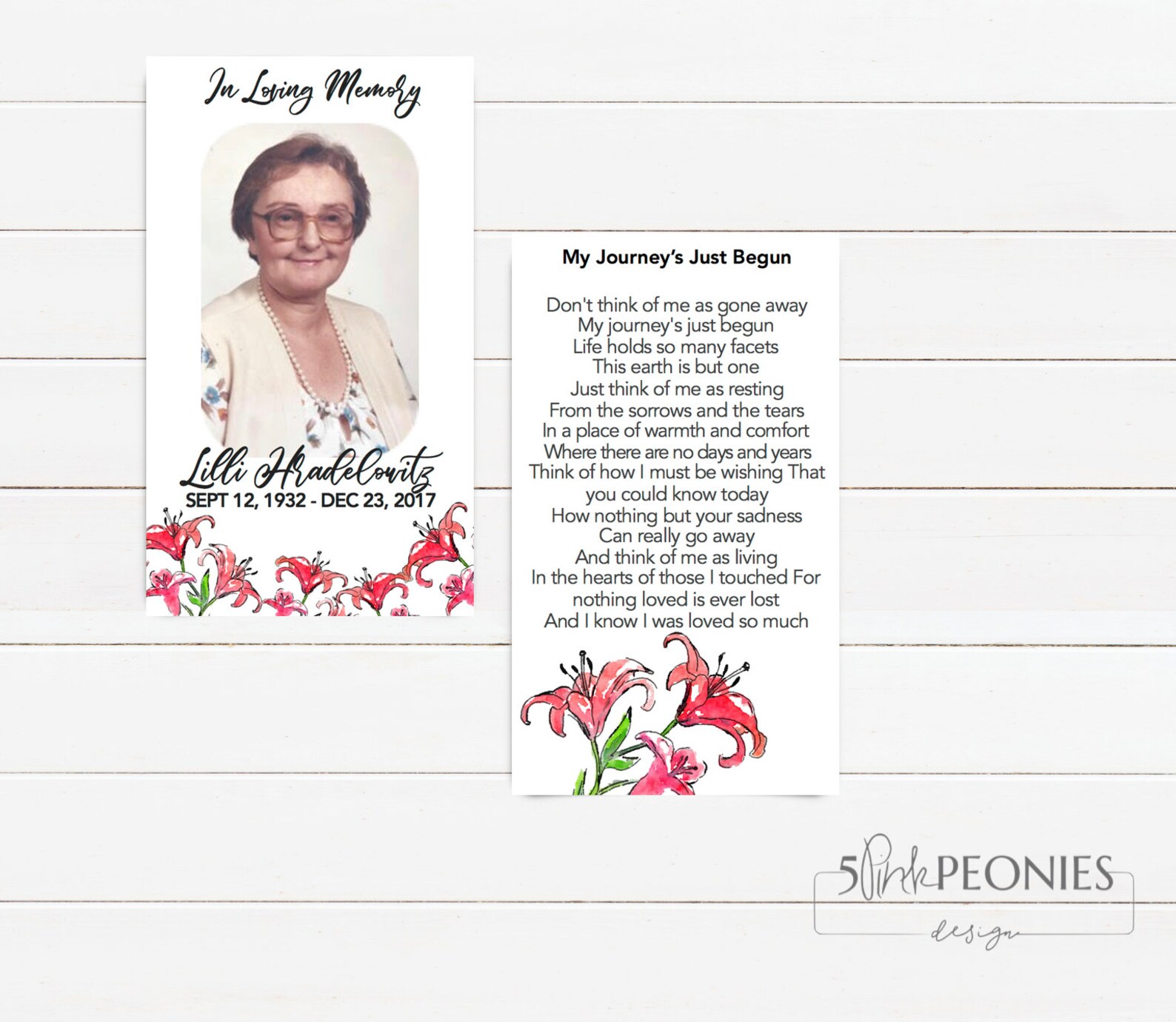 CUSTOM Laminated in Memory Memorial Wallet Cards - Etsy